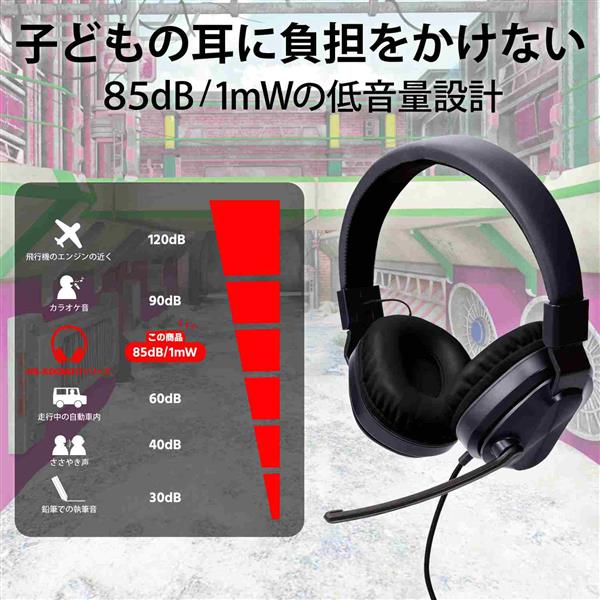 ELECOM HS-KDGM01TBK 子ども用ゲーミングヘッドセット【1.2m ELECOM HS-KDGM01TBK 子ども用ゲーミングヘッドセット【1.2m