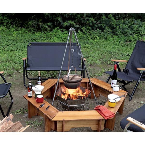 キャプテンスタッグ 木蓋付きキャンプ焚火鍋 CAPTAIN STAG【22㎝/日本